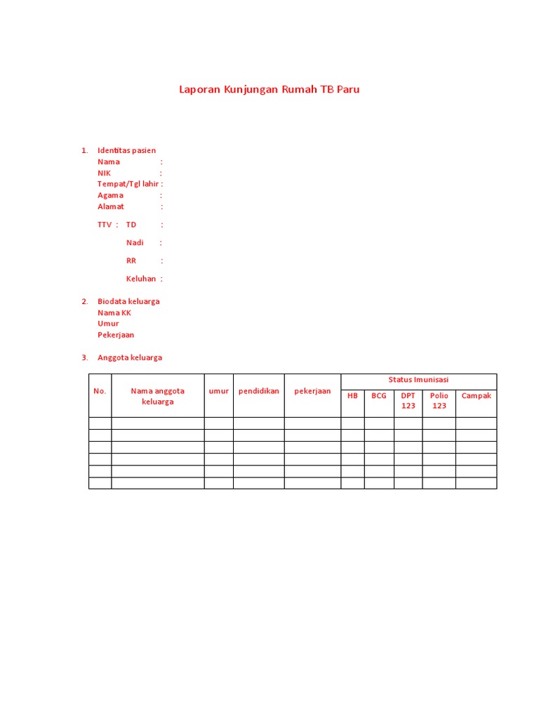 Format Kunjungan Rumah TB | PDF