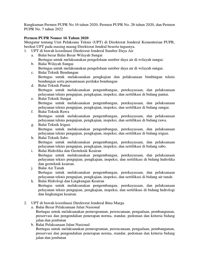 Rangkuman Permen PUPR No 16 Tahun 2020 Dan Permen PUPR No 7 Tahun 2022 ...