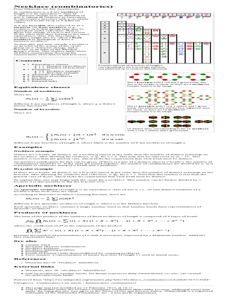 Necklaces and Bracelets | PDF | Mathematics | Combinatorics