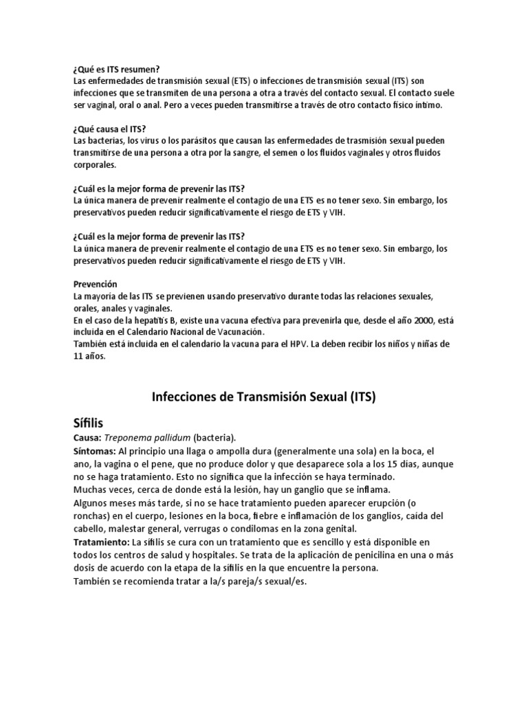 Trabajo CyT...Qué es ITS | PDF | Infección transmitida sexualmente ...