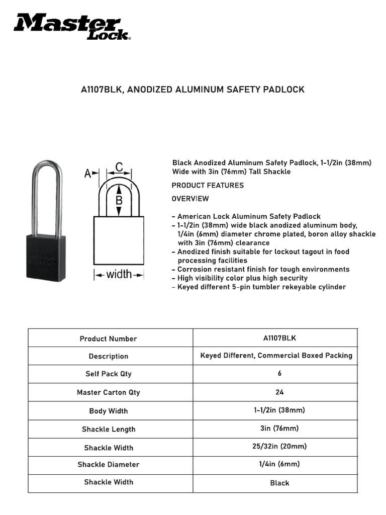 Masterlock A1107BLK | PDF