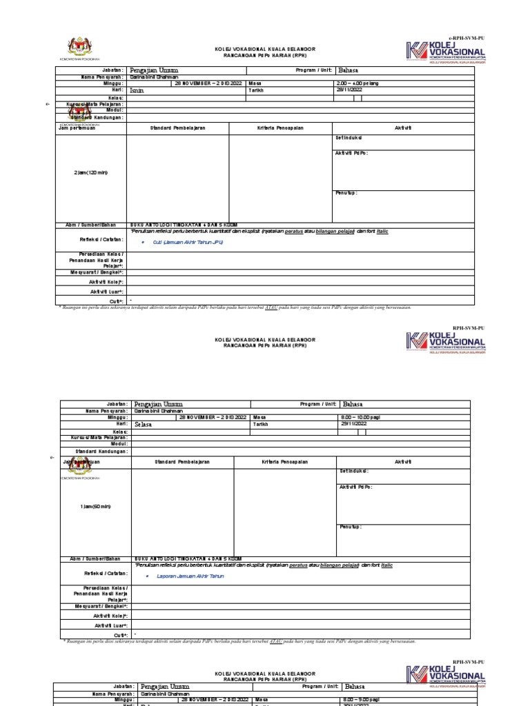 RPH Minggu 20 Bertarikh 28 - 2 Disember 2022 | PDF