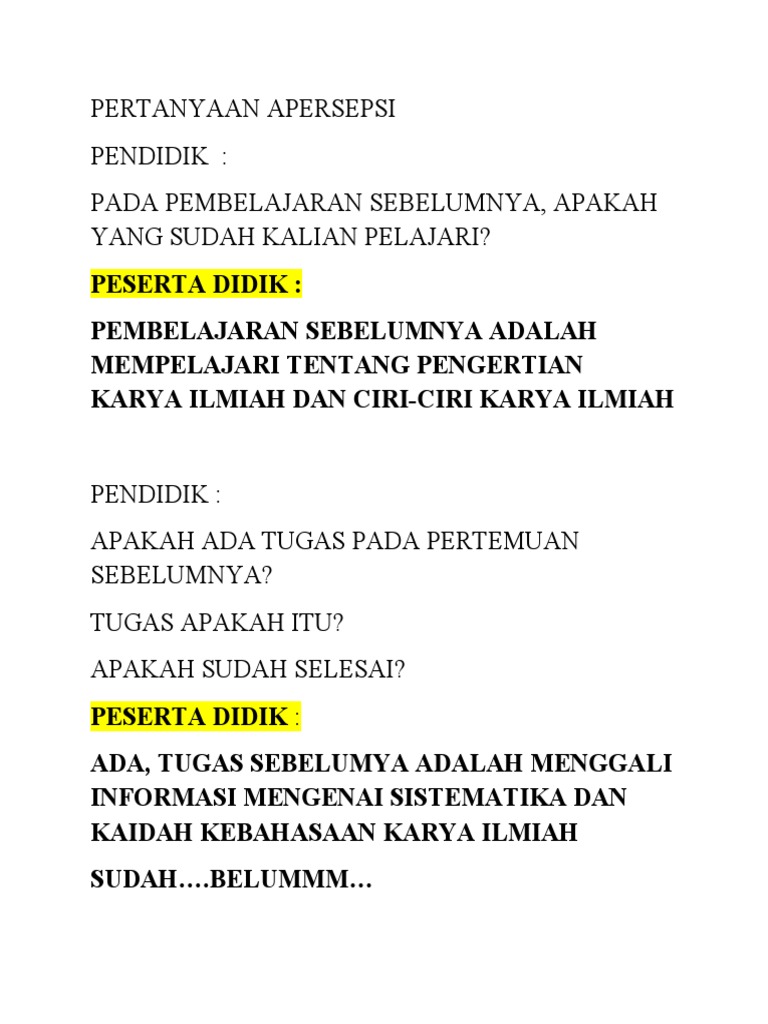 Pertanyaan Apersepsi | PDF | Sains & Matematika
