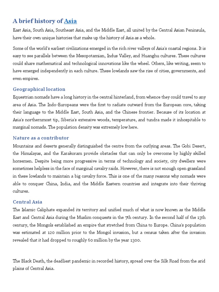 A Brief History of Asia | PDF