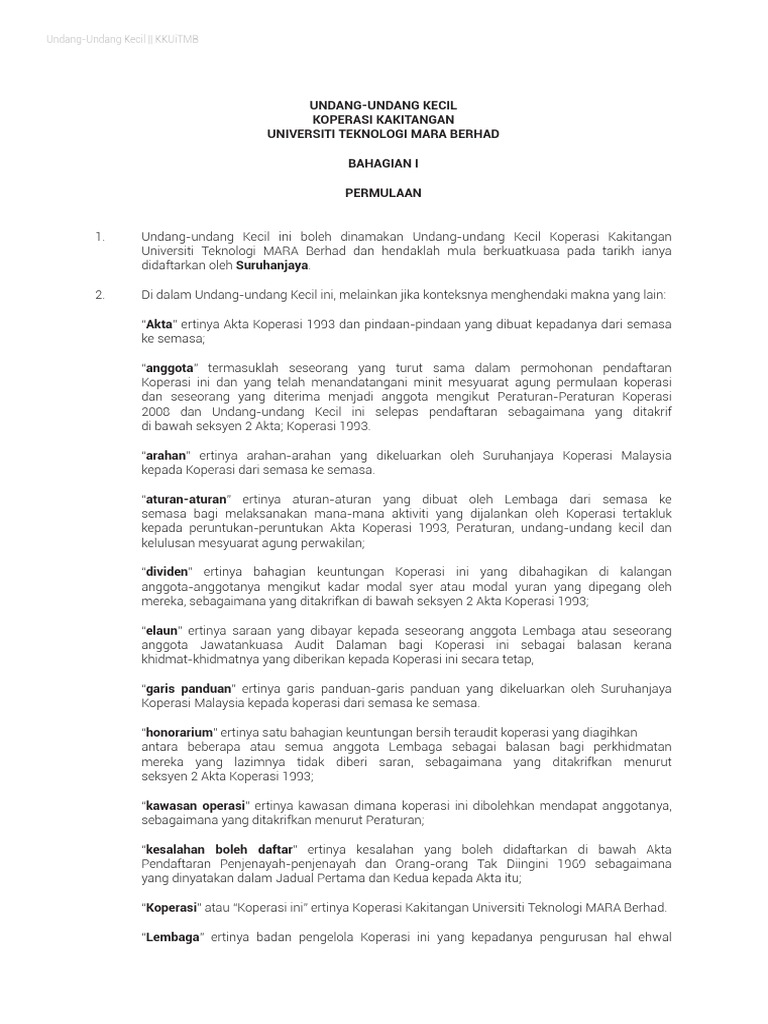 Undang-Undang Kecil KAKITANGAN UITM | PDF