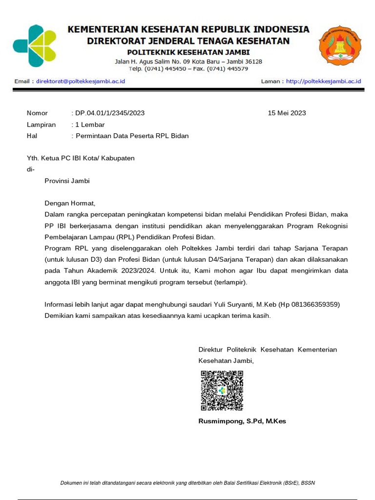 Surat Permintaan Data Rpl Pdf