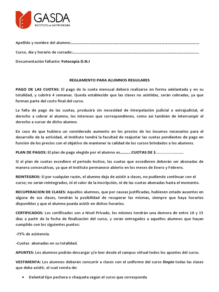 Reglamento de Cursos GASDA 2023 | PDF | Negocios