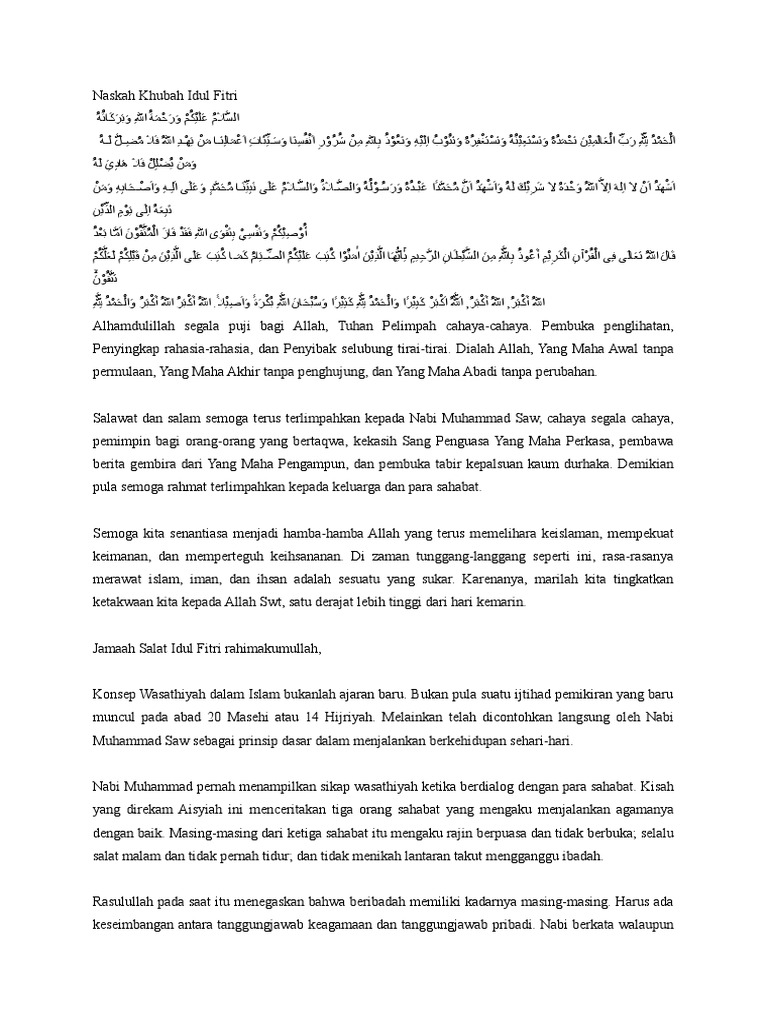 Naskah Khutbah Idul Fitri | PDF
