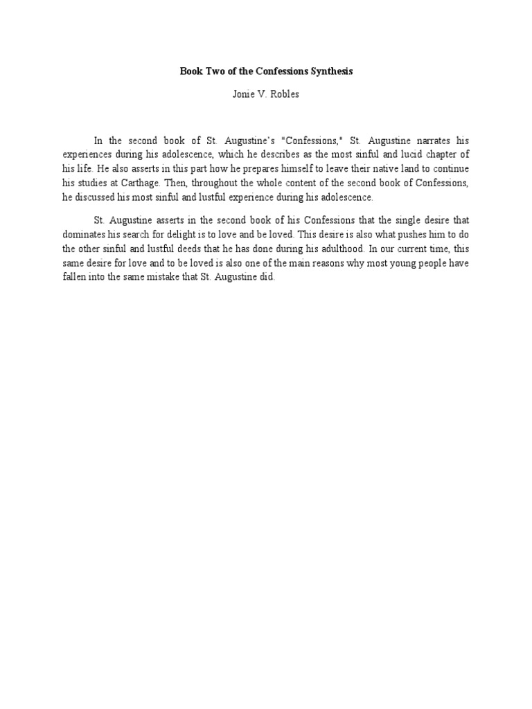Book Two of The Confessions Synthesis | PDF | Philosophy