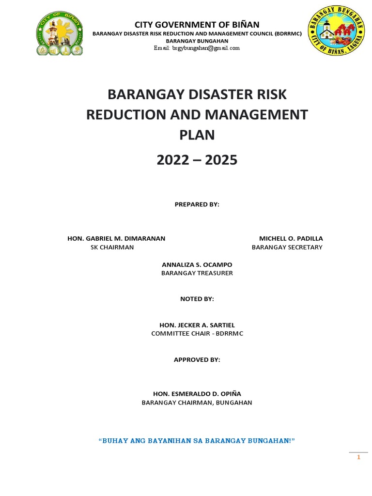 Brgy Bungahan BDRRM Plan 2022 2024 Edited | PDF