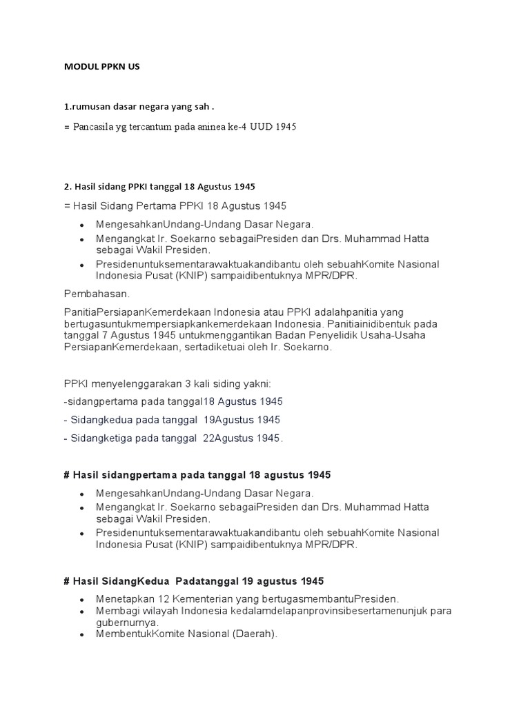 Modul PPKN Ujian Sekolah | PDF