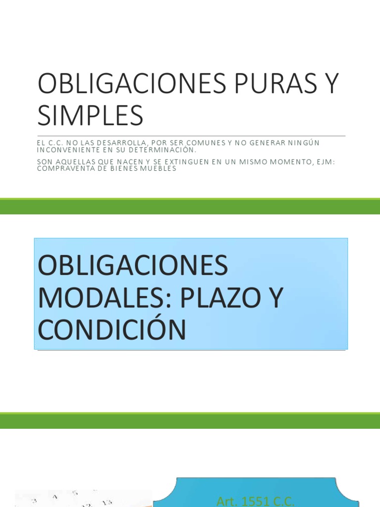 Obligaciones Puras y Simples - Modales | PDF