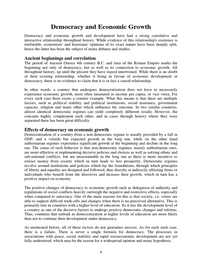 Democracy and Economic Growth | PDF | Economic Growth | Economies
