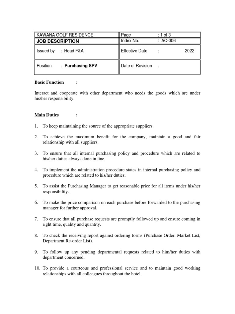 SOP Purchasing SPV | PDF | Economies | Business