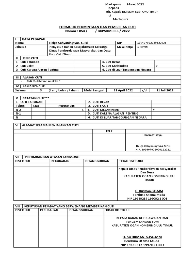 Cuti Bersalin | PDF