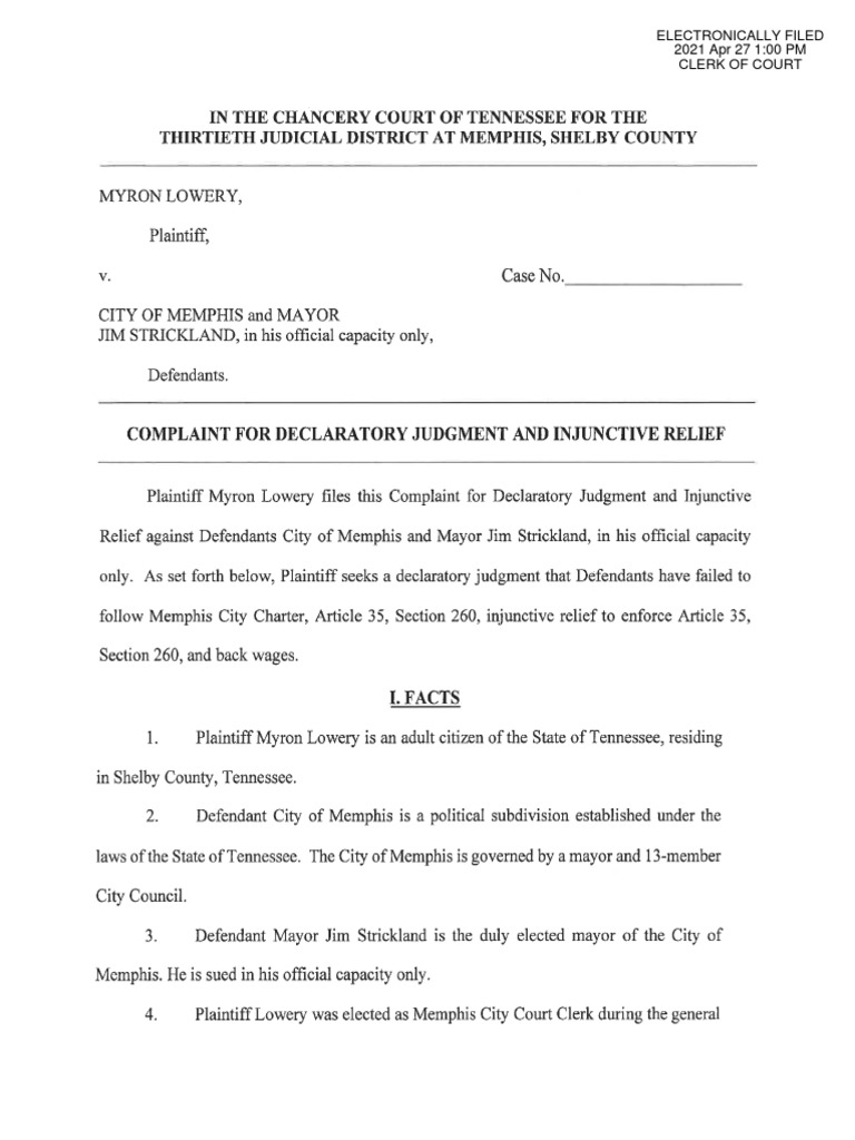 Myron Lowery Lawsuit | PDF