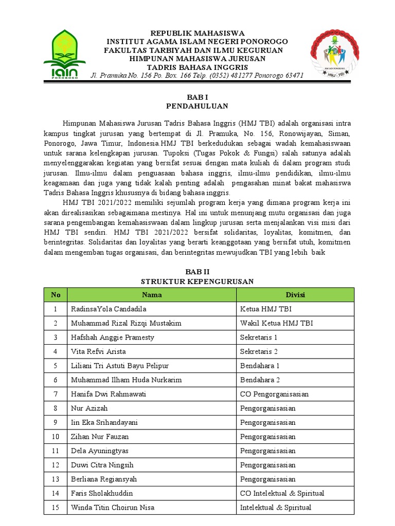 Bismillah LPJ Kepengurusan | PDF