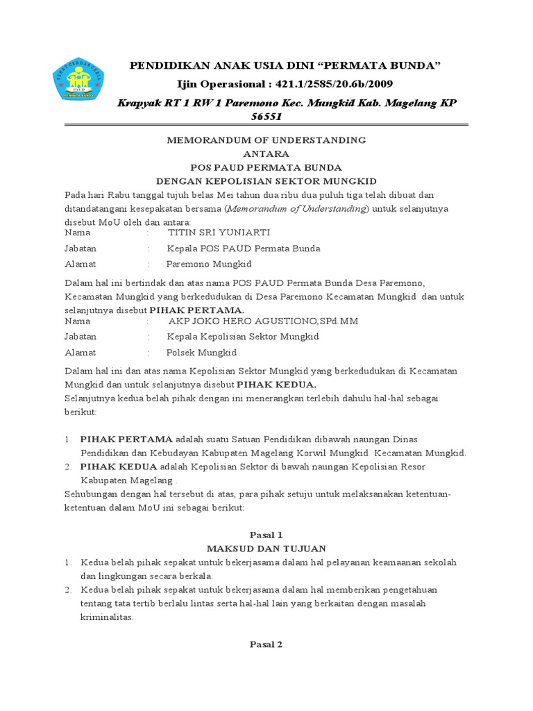 Mou Sekolah Dengan Kepolisian | PDF