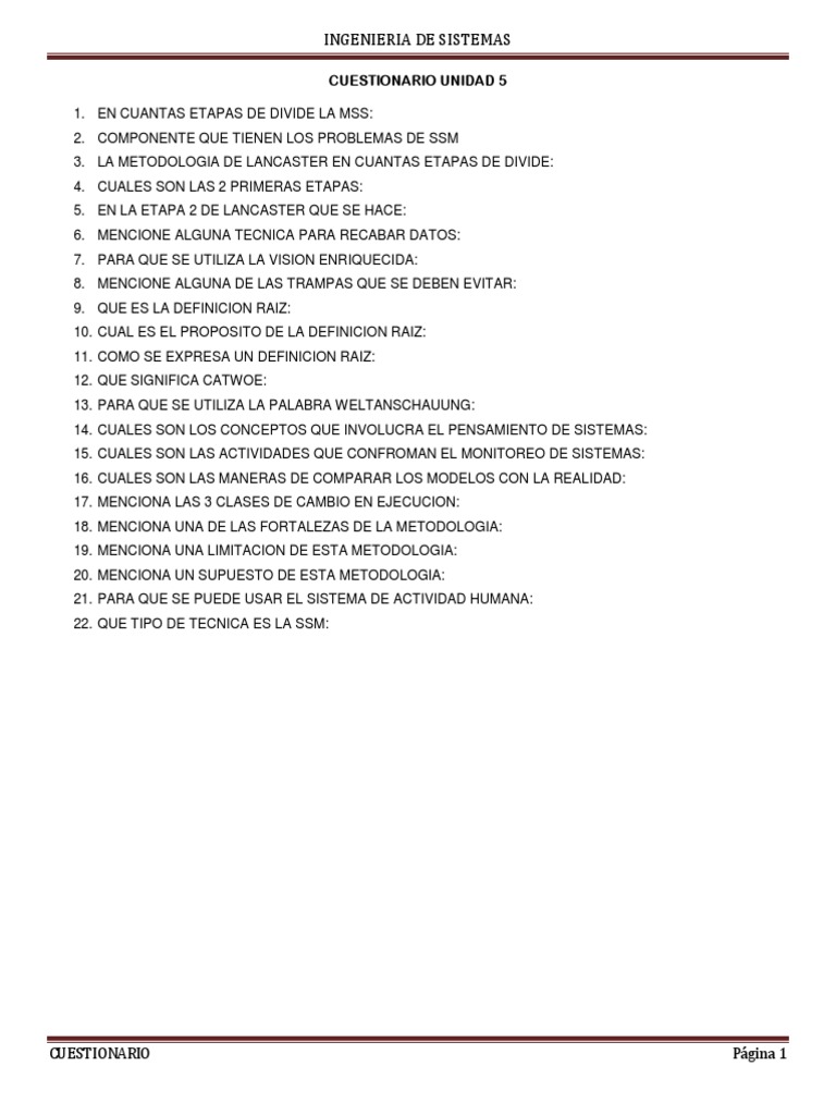 Cuestionario U5 | PDF