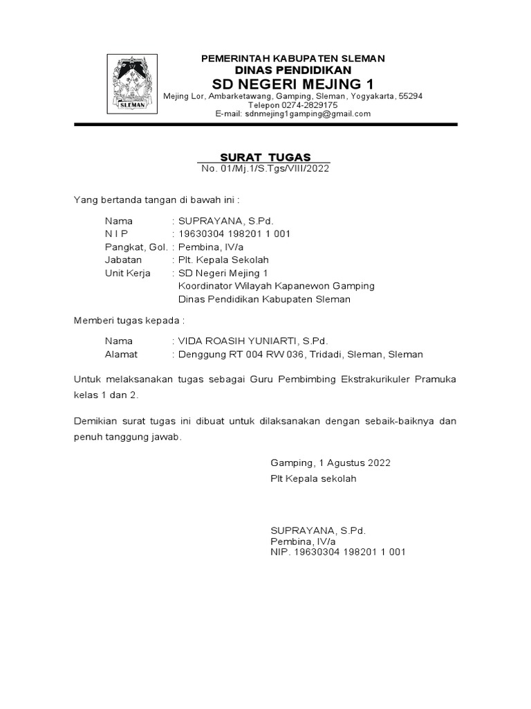 SURAT TUGAS 2022-2023 | PDF