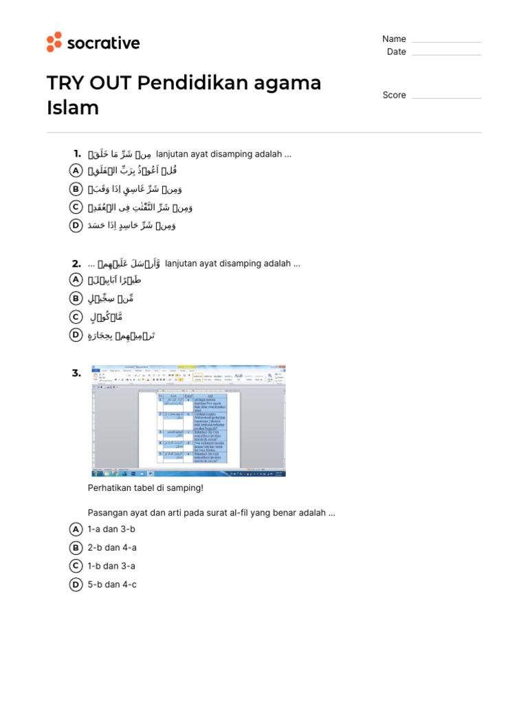 Quiz - TRY OUT Pendidikan Agama Islam | PDF | Agama & Spiritualitas