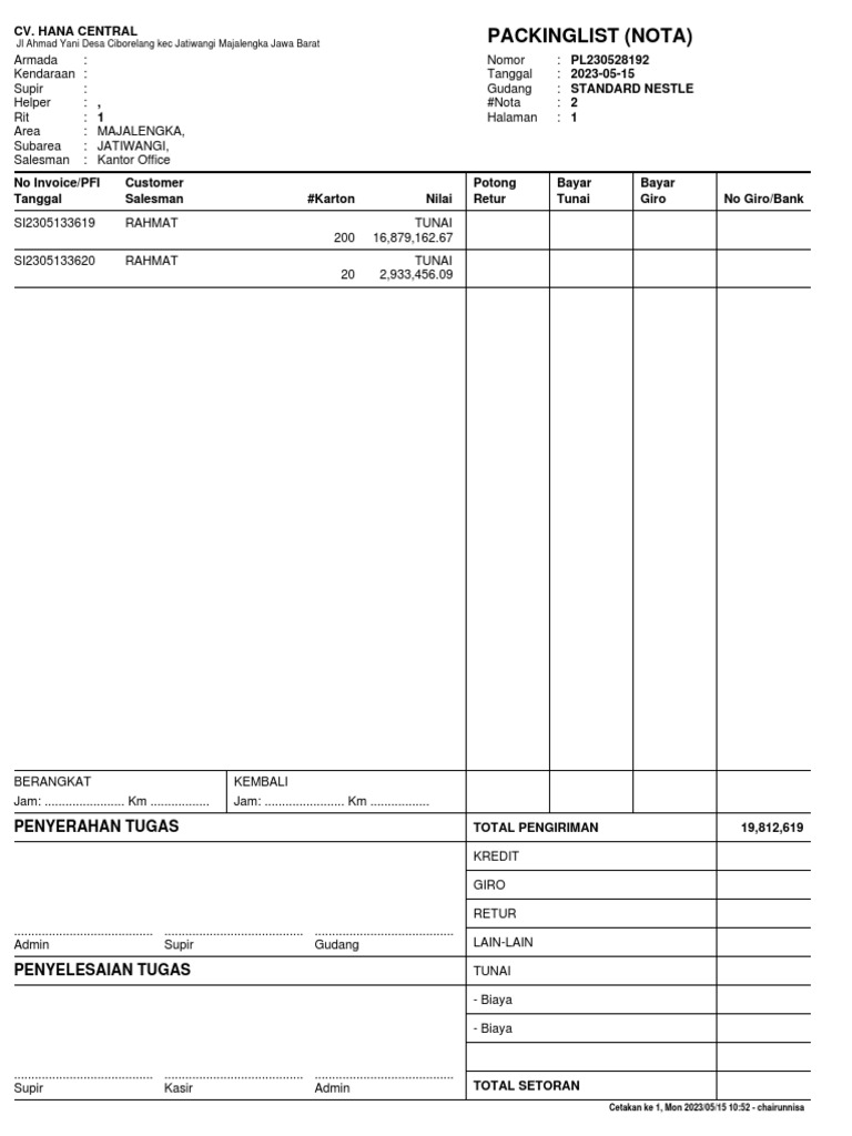 Packinglist 195 | PDF