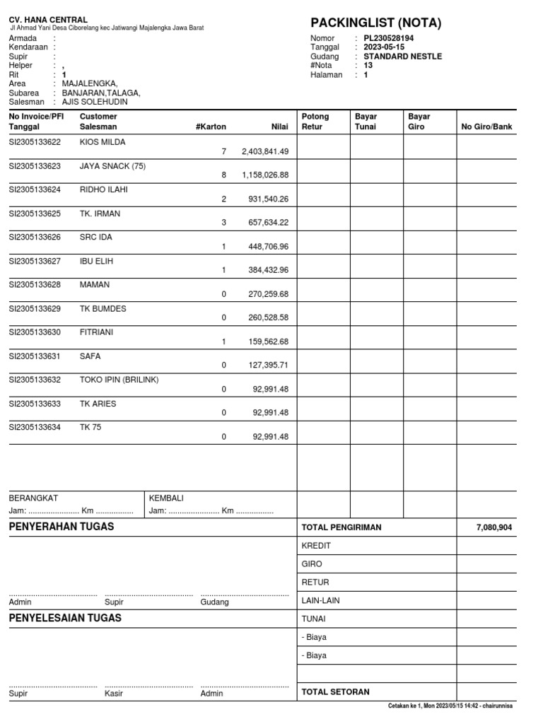 Packinglist 196 | PDF