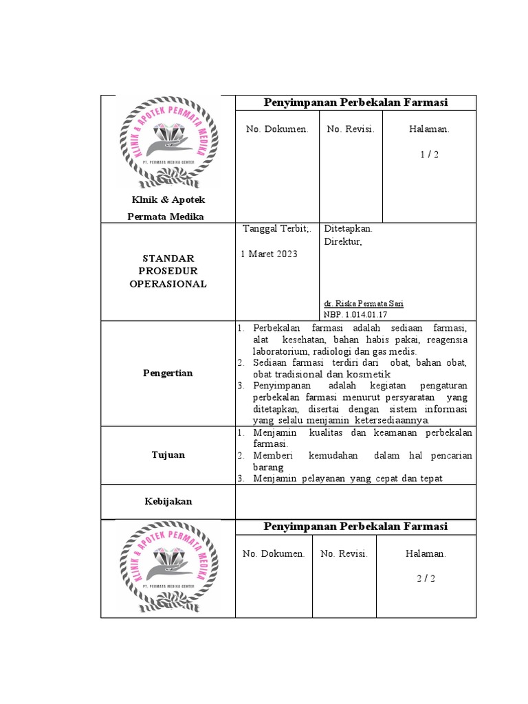 Apm Penyimpanan Perbekalan Farmasi Pdf