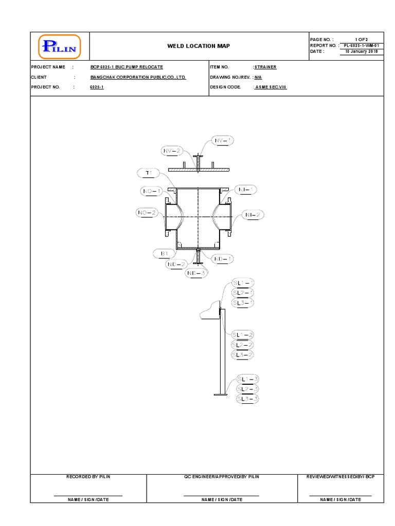 Weld Location Map Report for BCP 6025-1 BUC Pump Relocate Strainer | PDF