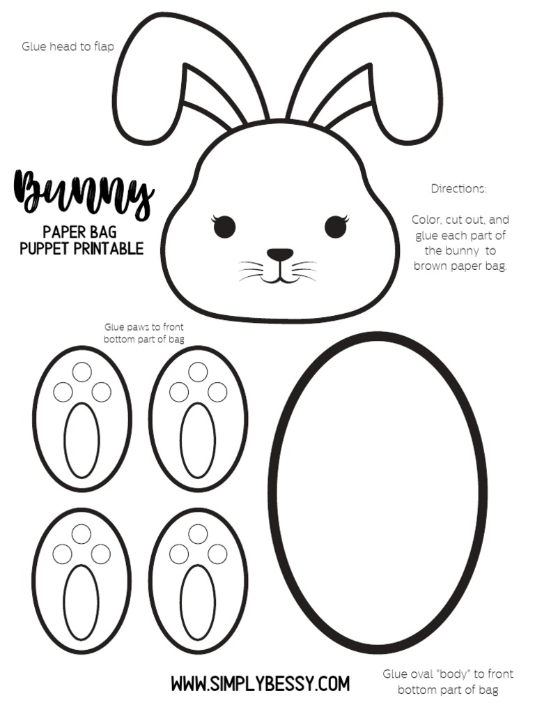Bunny Paper Bag Puppet Free Printable Simplybessy | PDF