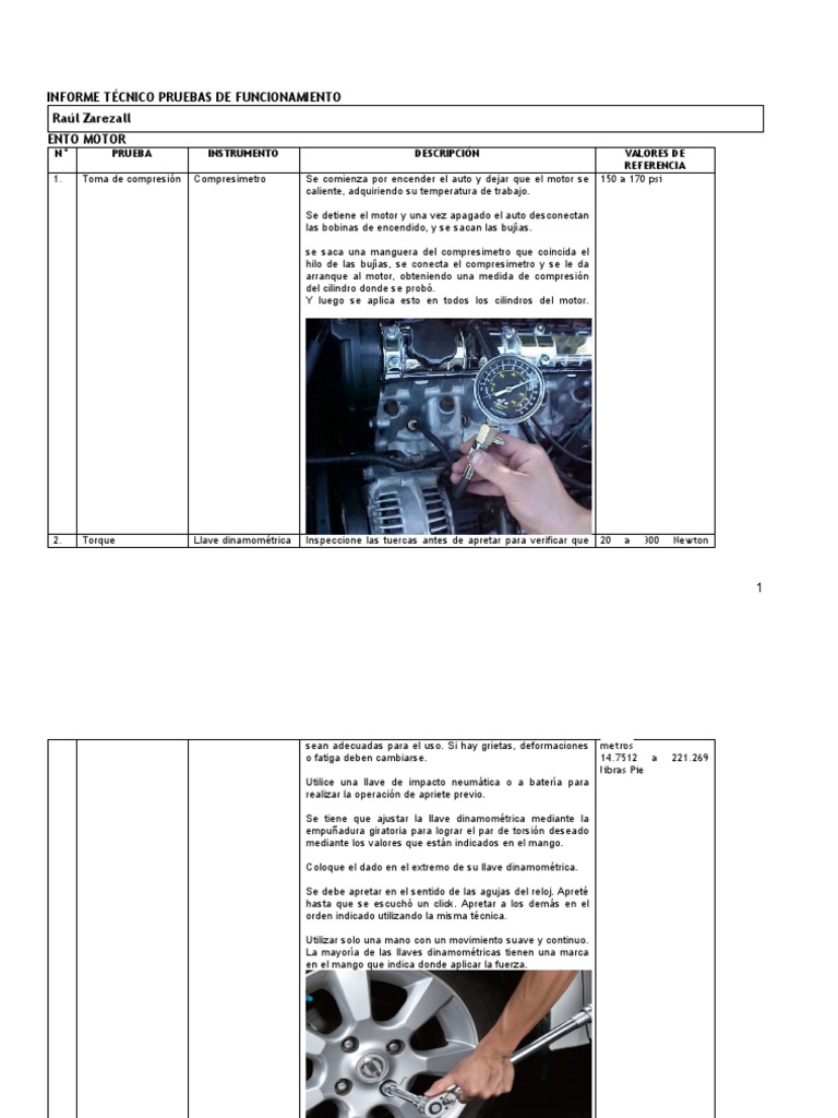 Informe Tecnico Pruebas Motor | PDF