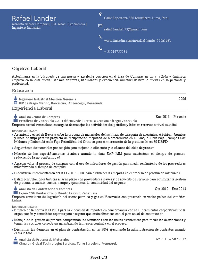 CV Rafael Lander | PDF