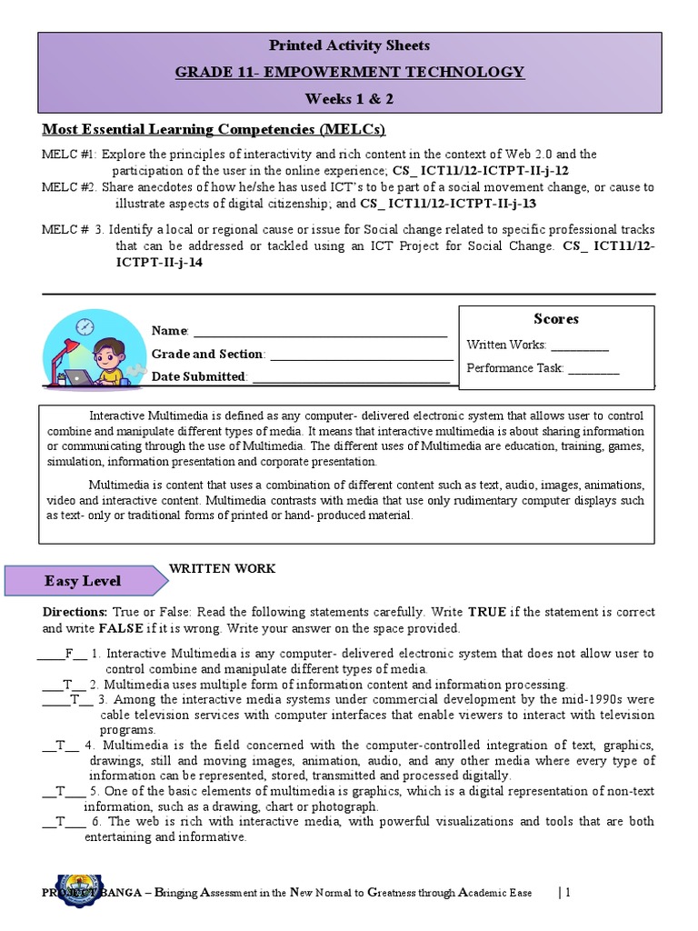 AS No. 1 ETECH Q4 | PDF | Multimedia | Interactive Media