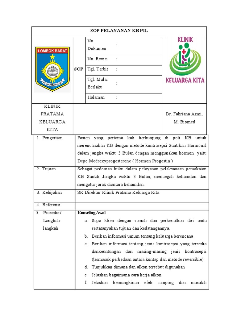 SOP PELAYANAN KB SUNTIK 3 BULAN | PDF
