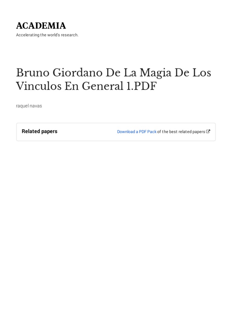 Bruno Giordano de La Magia de Los Vinculos en General 1pdf PDF Free | PDF