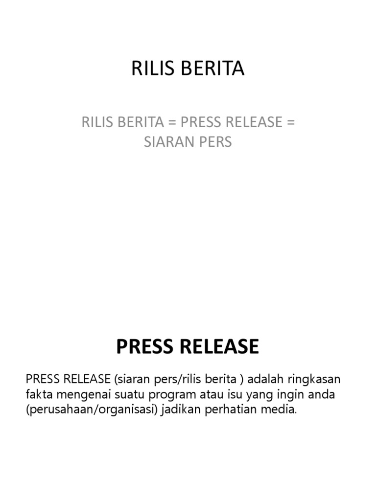 Rilis Berita | PDF
