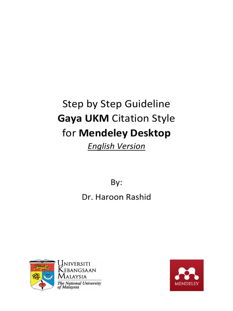 Guideline by Dr. Haroon Rashid - Gaya Ukm Citation Style For Mendeley ...