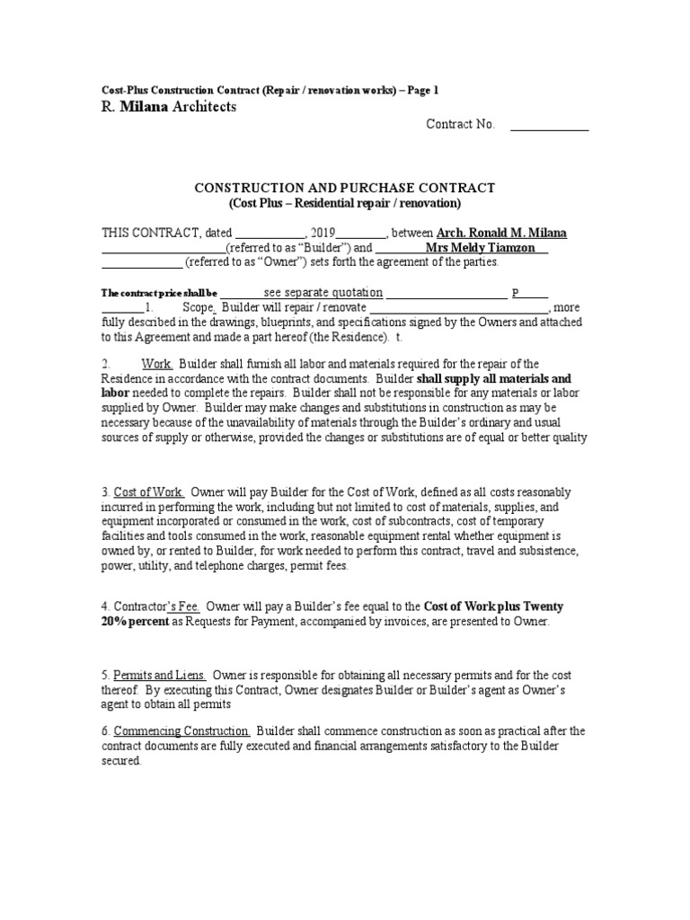 COST-PLUS Contract | PDF