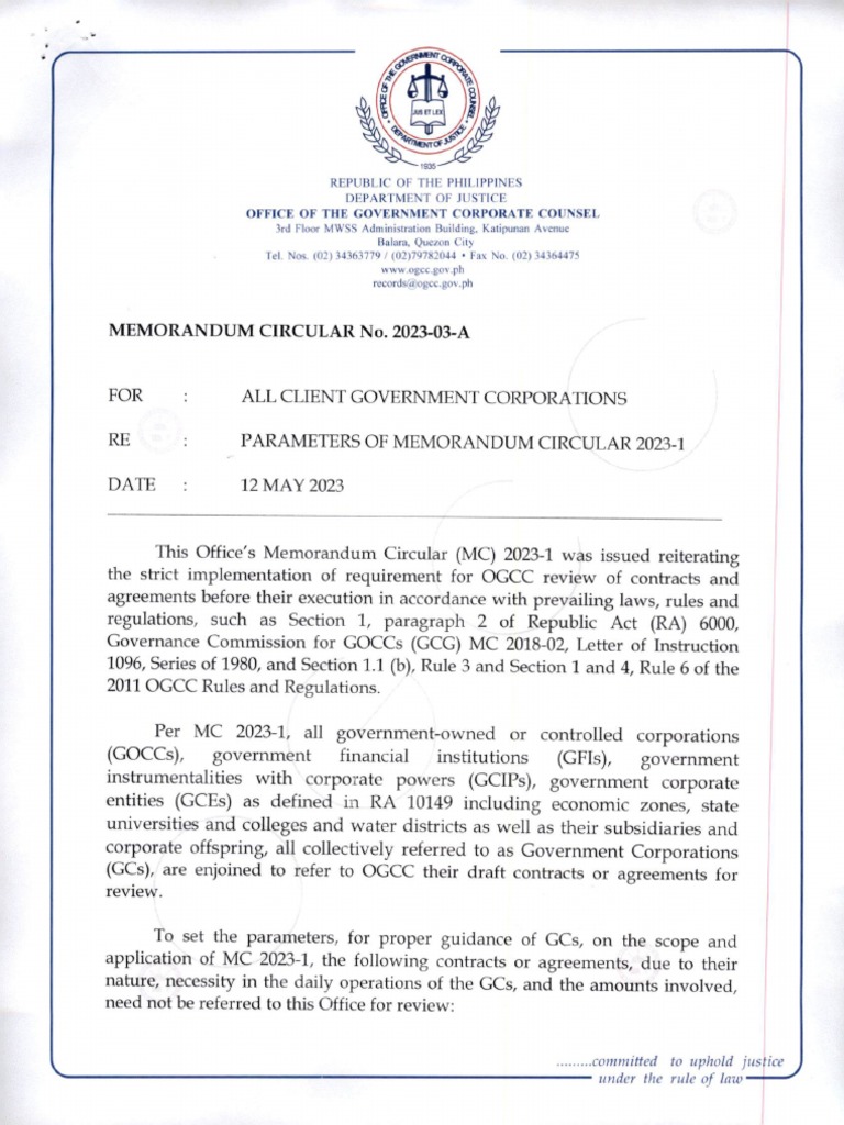 Memorandum Circular No. 2023-03-A With Annex | PDF