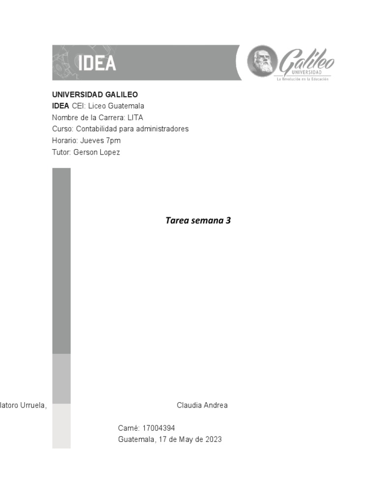 Tarea Semana 3 - 17004394 CPA3 | PDF