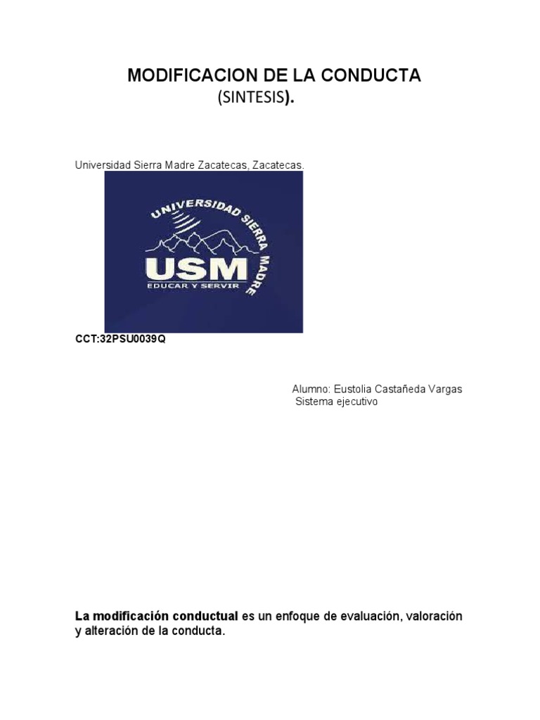 Modificacion de La Conducta | PDF | Modificación de comportamiento | Comportamiento