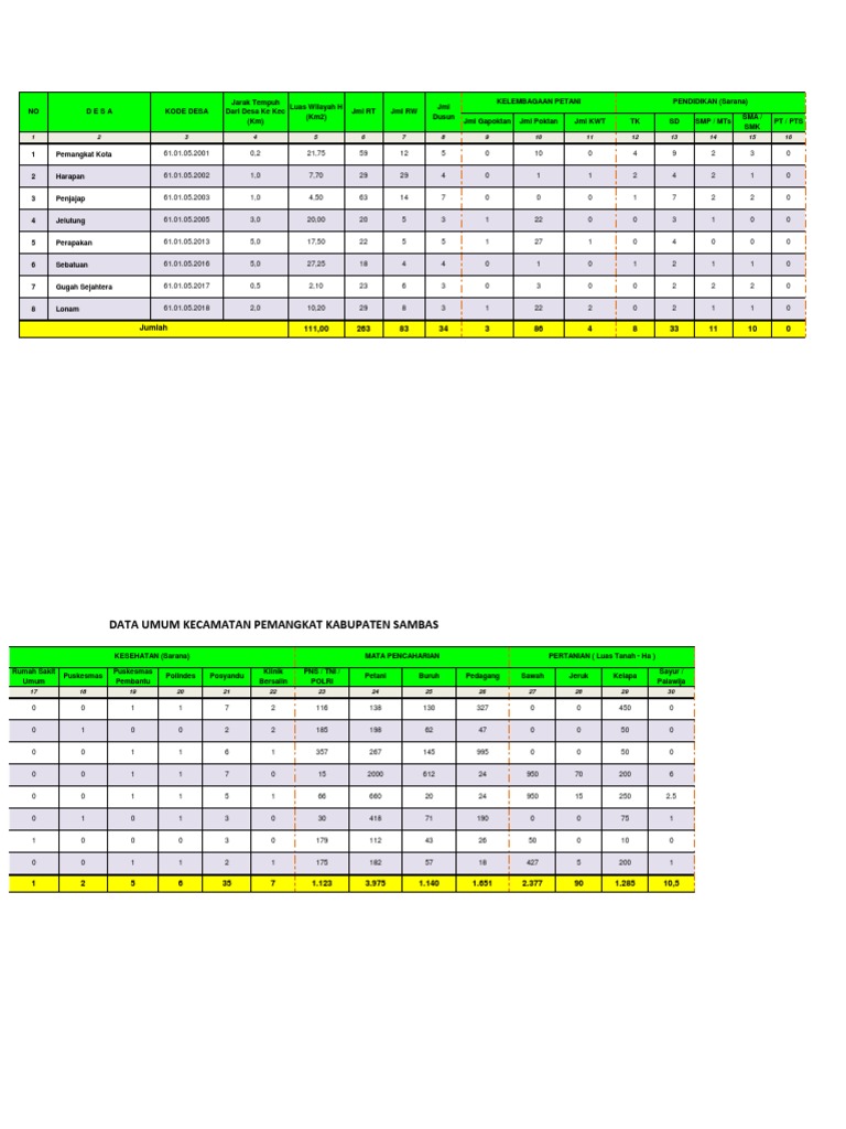 BN Data Umum Kec - PMKT | PDF