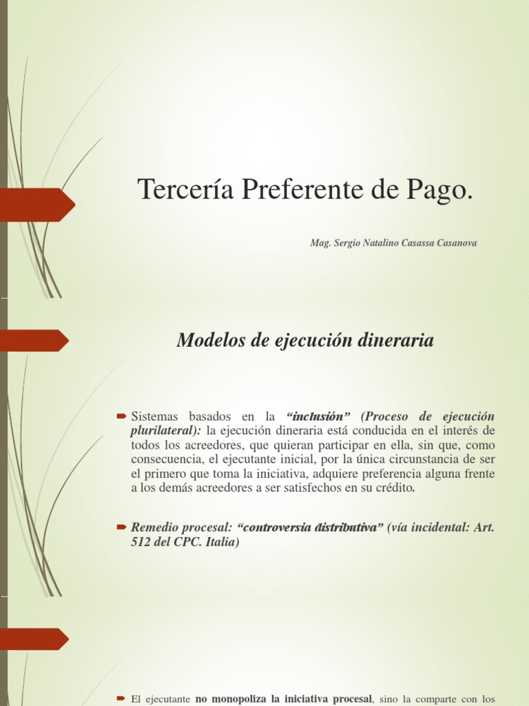 Tercería Preferente de Pago en Ejecuciones | PDF