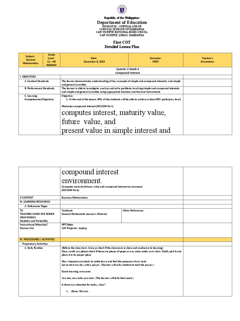 COT-1_DLP_COMPOUND INTEREST (final) | PDF | Interest | Compound Interest