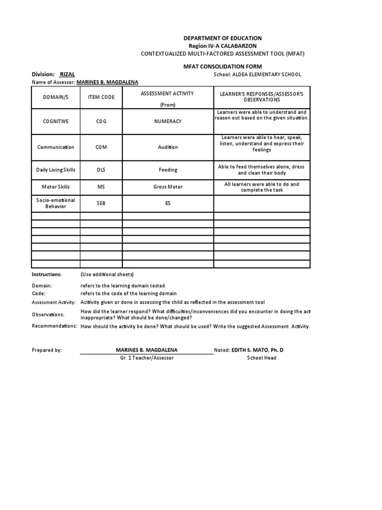 BES MFAT Forms | PDF