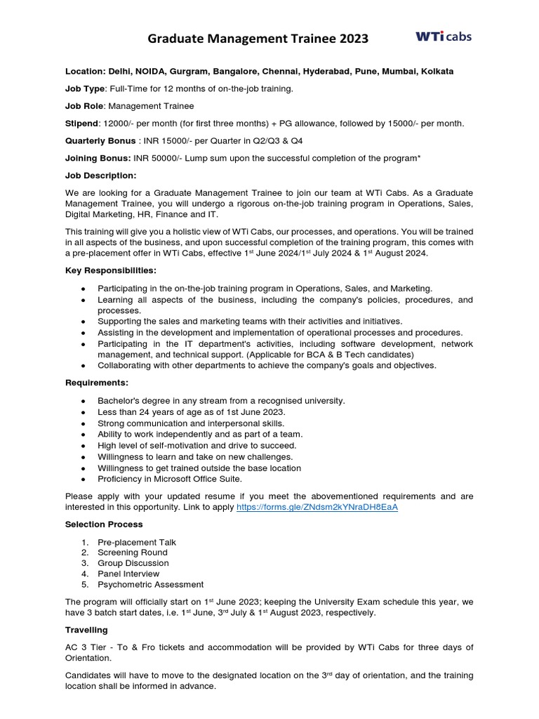 Graduate Management Trainee | PDF | Business | Cognition