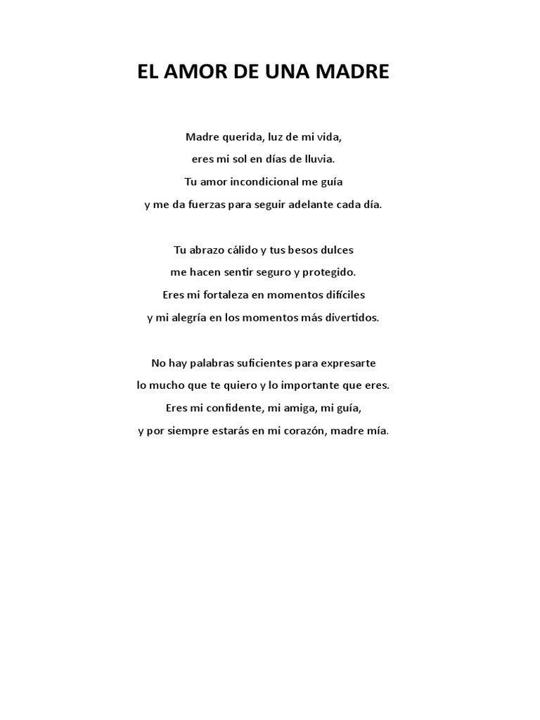 El Amor De Una Madre Poema Pdf