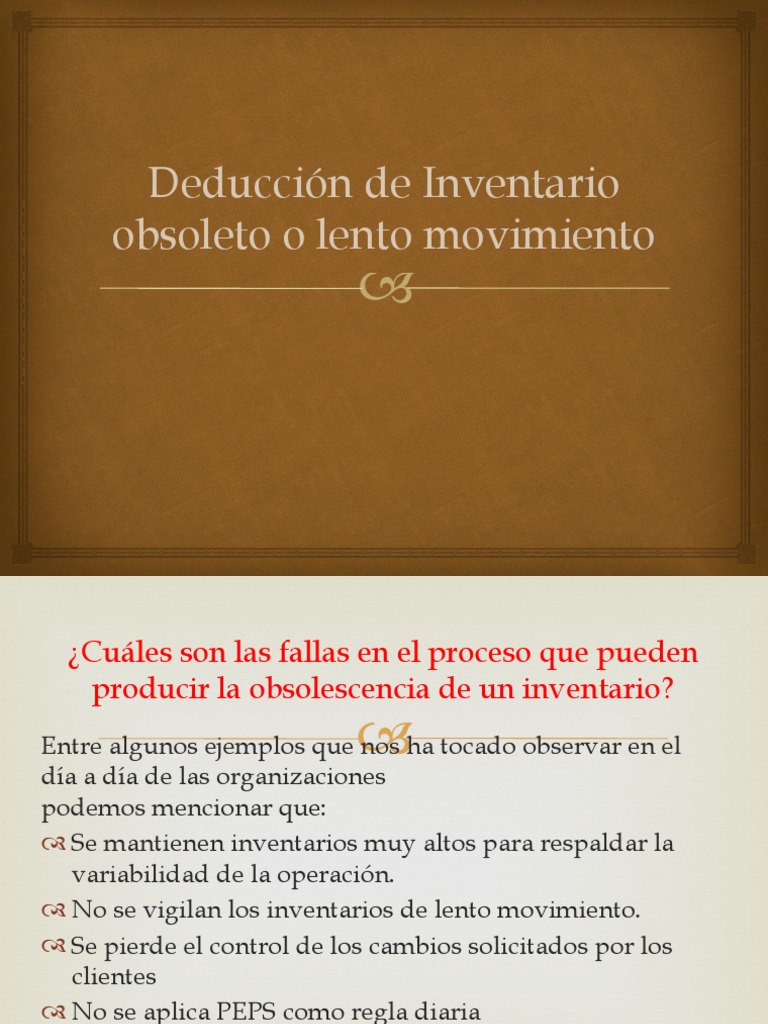 Deducción de Inventario Obsoleto | PDF | Economias