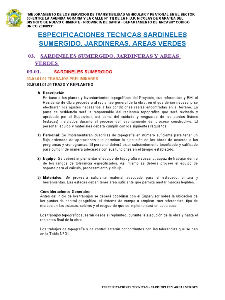 Especificaciones-Tecnicas-Sardineles-y-Areas-Verdes | PDF