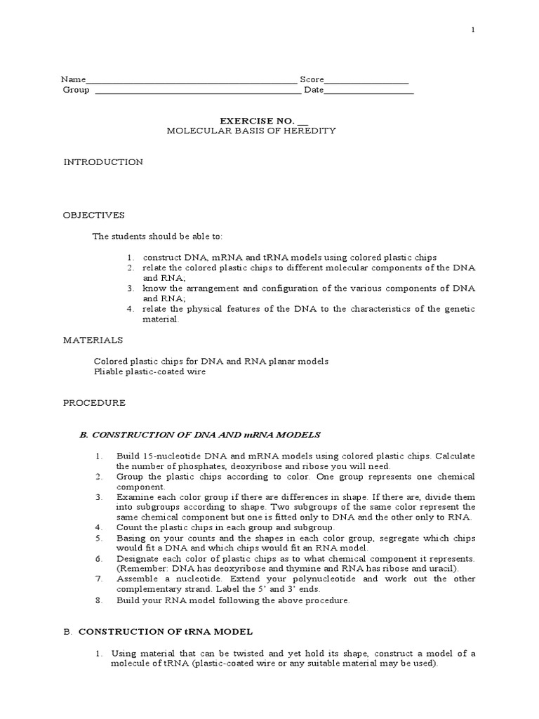 Exer 3 Molecular Genetics | PDF